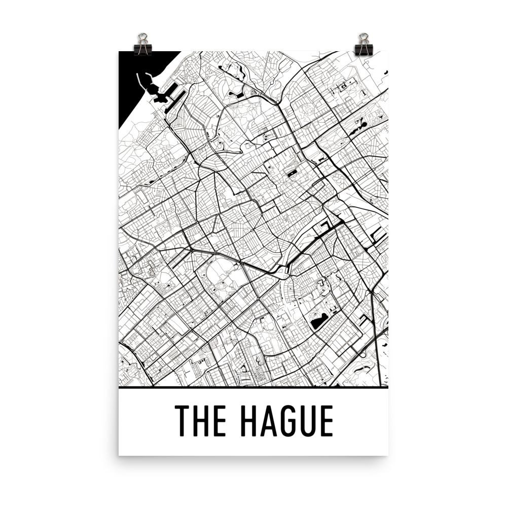 The Hague Netherlands Map Art Print: Modern City Street Design - Etsy