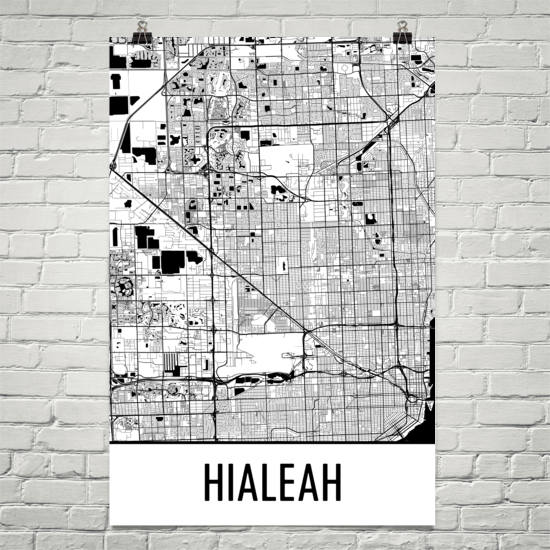 Mapa de Hialeah Hialeah arte impresión de Hialeah Hialeah | Etsy
