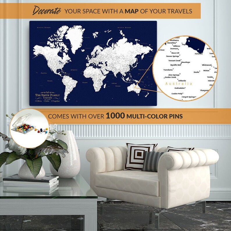 Map of the World World Map Adventuring Together Map Gifts - Etsy