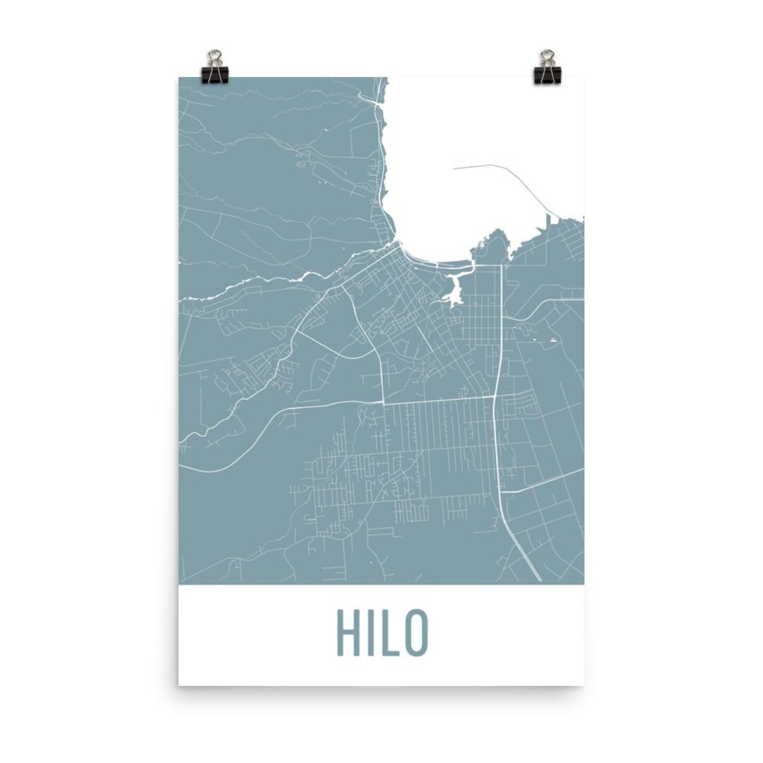 Hilo Map, Hilo Art, Hilo Print, Hilo Hawaii Poster, Hilo Wall Art, Map ...