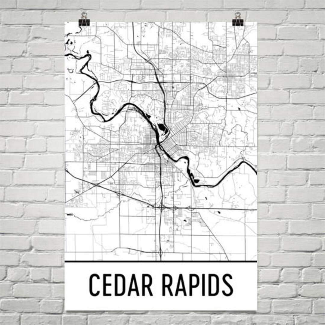 Cedar Rapids Map, Cedar Rapids Art, Cedar Rapids Print, Cedar Rapids IA ...