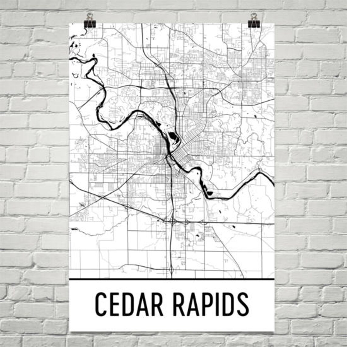 Cedar Rapids Map Cedar Rapids Art Cedar Rapids Print Cedar - Etsy