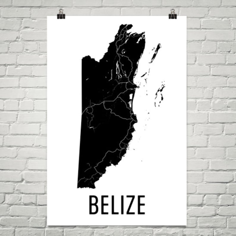 Belize Map Map of Belize Belizian Art Belize Decor Belize - Etsy