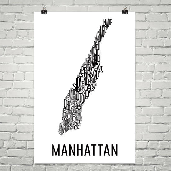 Manhattan Typography Neighborhood Map Art City Print - Etsy
