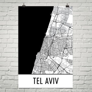 Tel Aviv Map, Tel Aviv Art, Tel Aviv Print, Tel Aviv Israel Poster, Tel ...