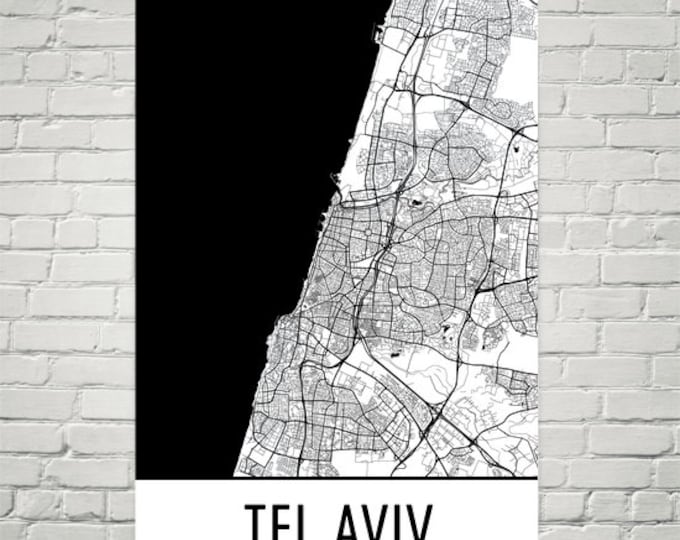 TEL AVIV Stadtplan, Tel Aviv Poster, Stadtkarte Tel Aviv, Tel Aviv ...