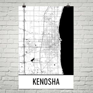 Kenosha Map Kenosha Art Kenosha Print Kenosha WI Poster - Etsy