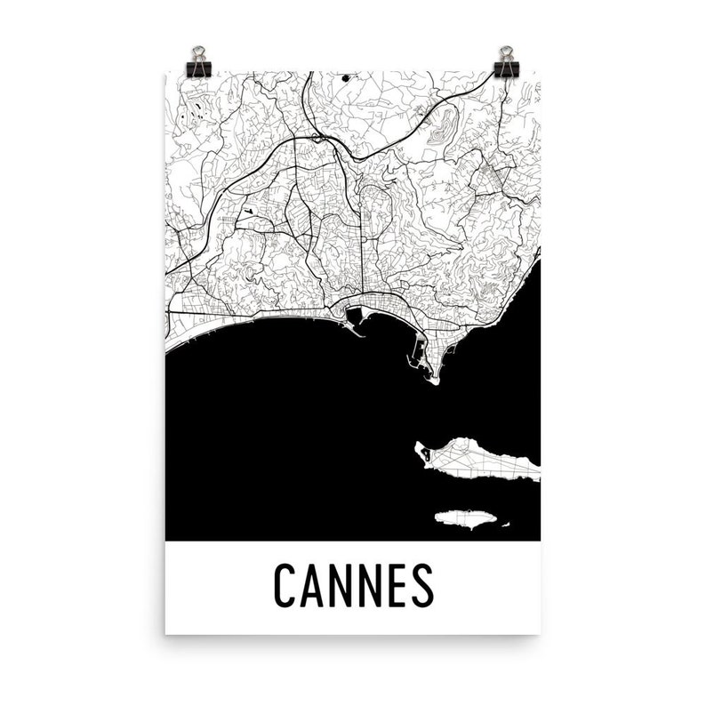 Cannes Map Cannes Art Cannes Print Cannes France Poster | Etsy