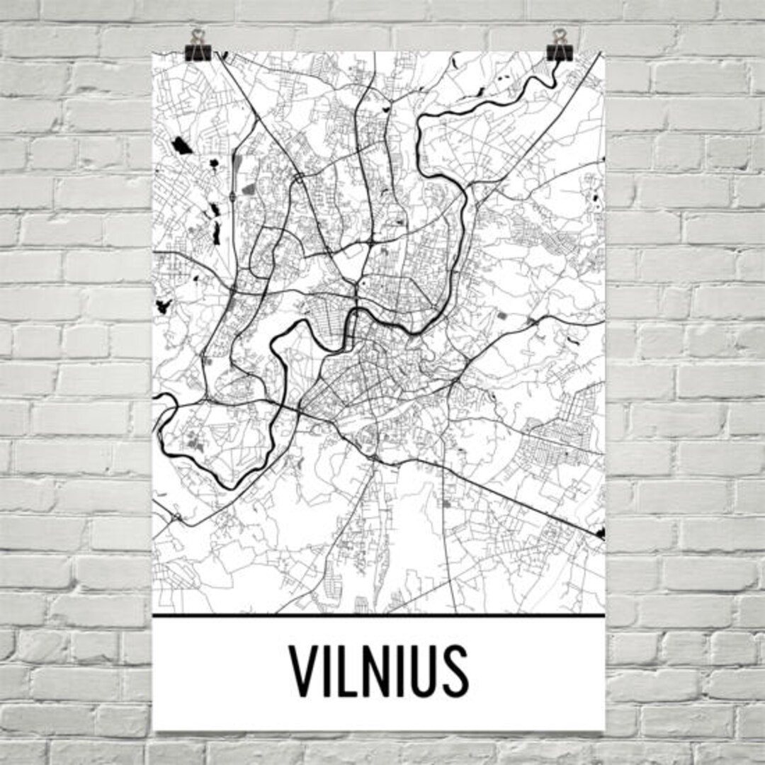 Vilnius Map, Vilnius Art, Vilnius Print, Vilnius Lithuania Poster ...