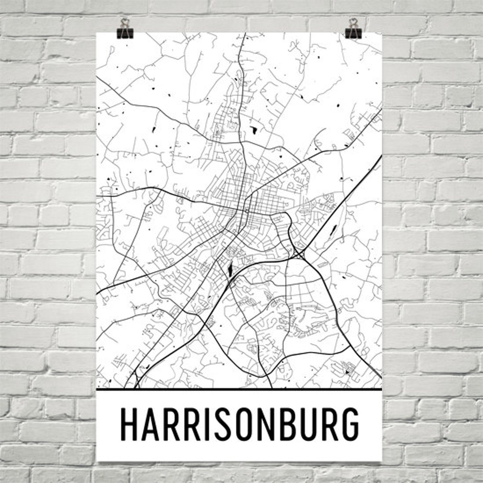 Harrisonburg Map Harrisonburg Art Harrisonburg Print - Etsy