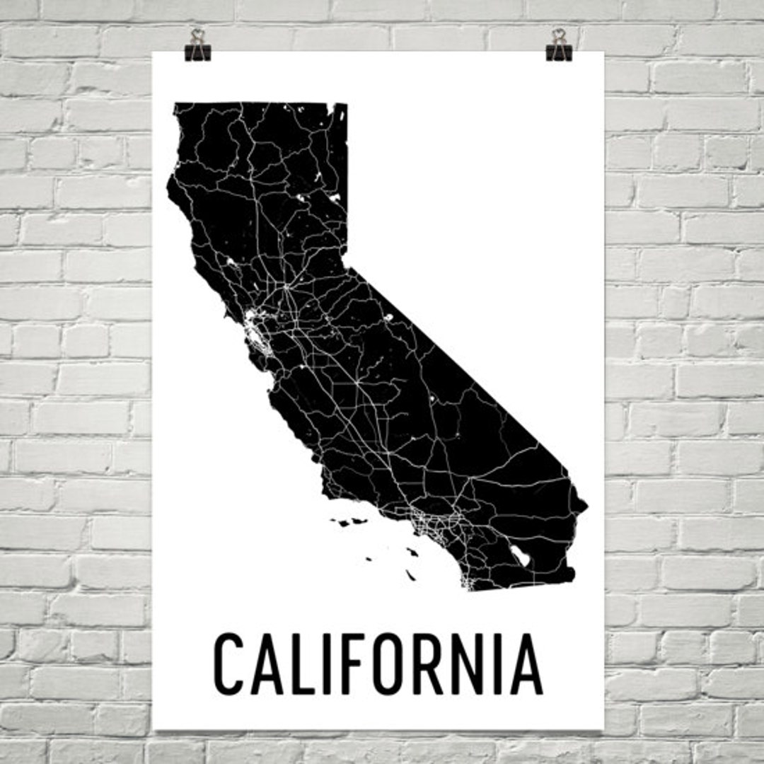 California Wall Art, California Map, California Gift, California Print ...