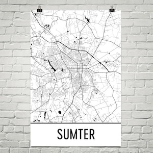 Fort Sumter Map, Sumter SC Art, Sumter Print, Fort Sumter South ...