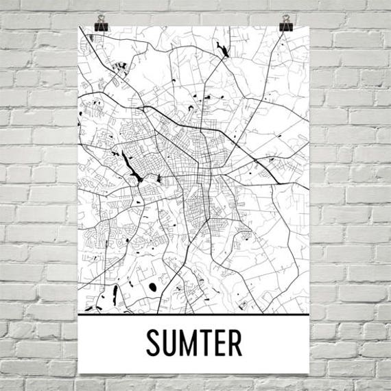 Fort Sumter Map Sumter SC Art Sumter Print Fort Sumter - Etsy