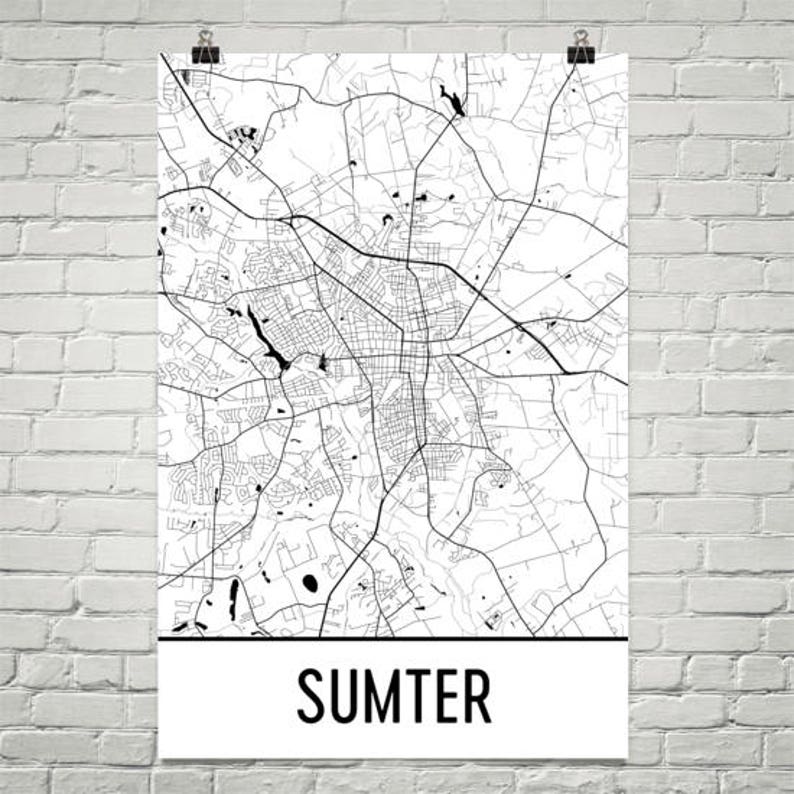 Fort Sumter Map Sumter SC Art Sumter Print Fort Sumter - Etsy
