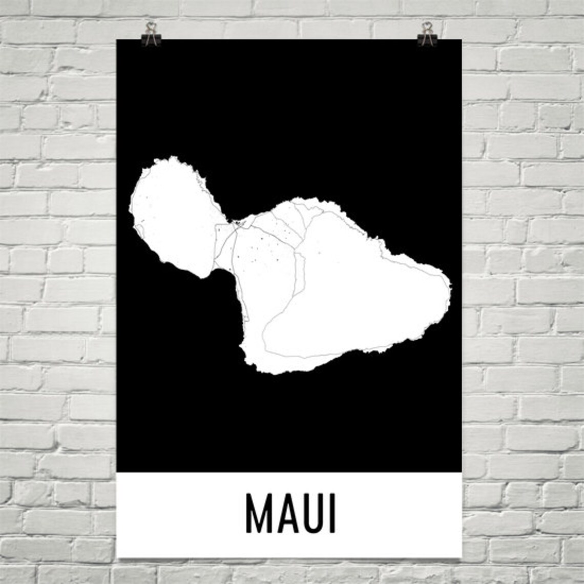 Maui Map Maui Art Maui HI Print Maui Hawaii Poster Maui - Etsy