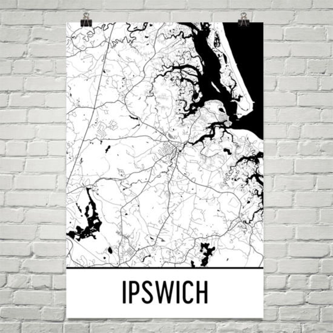 Ipswich MA Map Art Print: Modern Street Map Poster - Etsy
