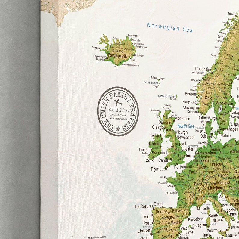 Europe Map With Pins Push Pin Travel Map for Europe Map of | Etsy