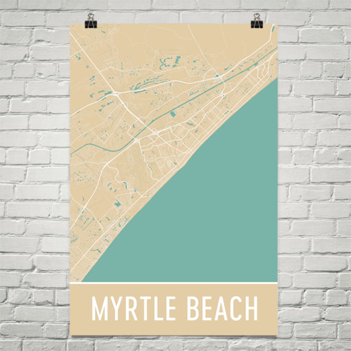 Myrtle Beach Map Myrtle Beach Art Myrtle Beach Print Myrtle - Etsy
