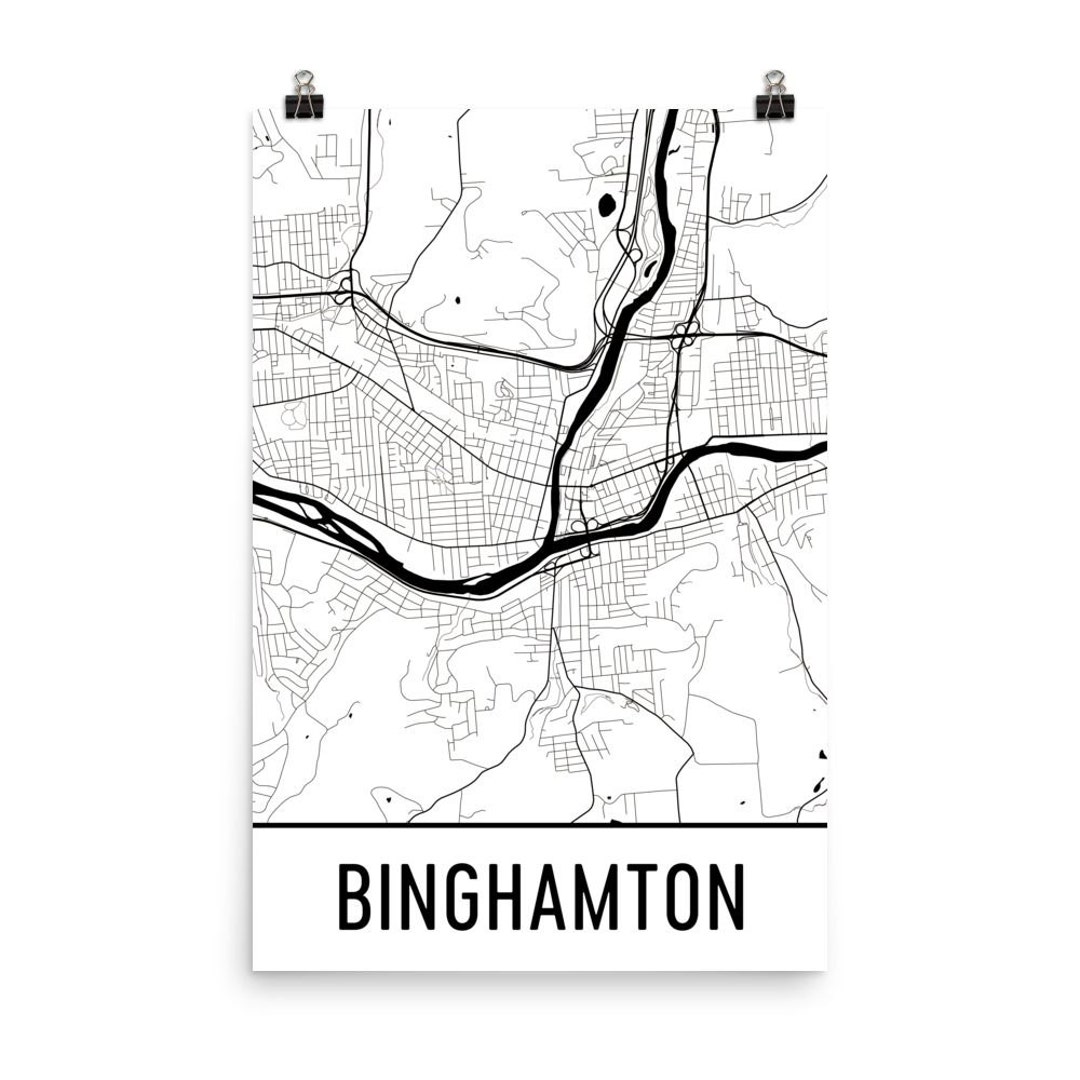 Binghamton Map, Binghamton Art, Binghamton Print, Binghamton NY Poster ...
