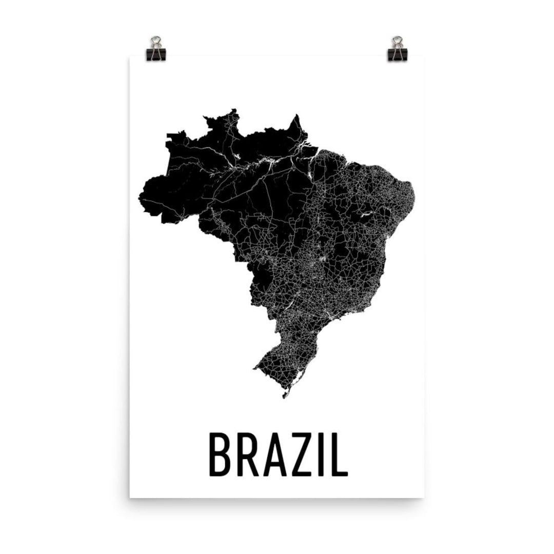Brazil Map, Map of Brazil, Brazil Art, Brazilian Decor, Brazilian Art ...
