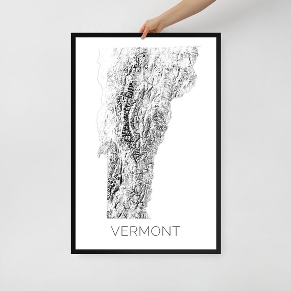 Vermont Topographic Map Map of Vermont Vermont Decor - Etsy