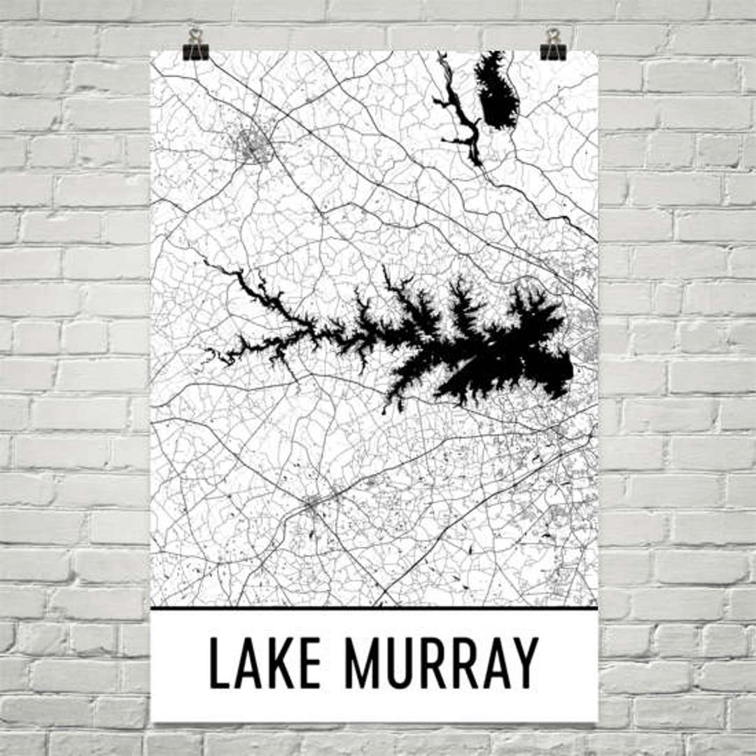 Lake Murray Map Print, South Carolina, Lake House Art - Etsy