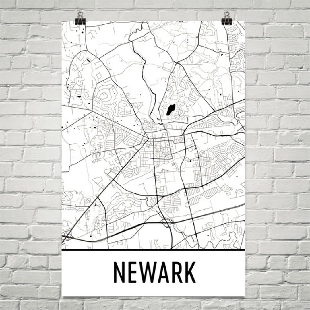 Newark DE Map, Newark Art, Newark Print, Newark Delaware Art Poster ...