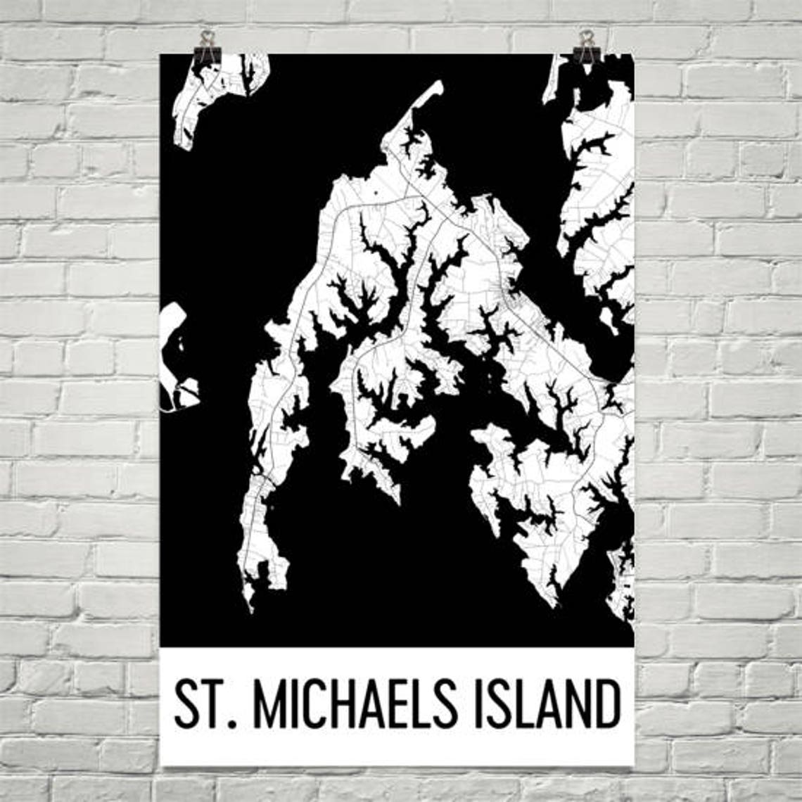 St. Michaels Island Map St. Michaels Art St. Michaels Print | Etsy