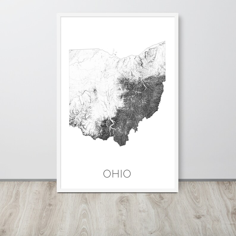 Ohio Topographic Map Map of Ohio Ohio Decor Ohio Wall Map - Etsy