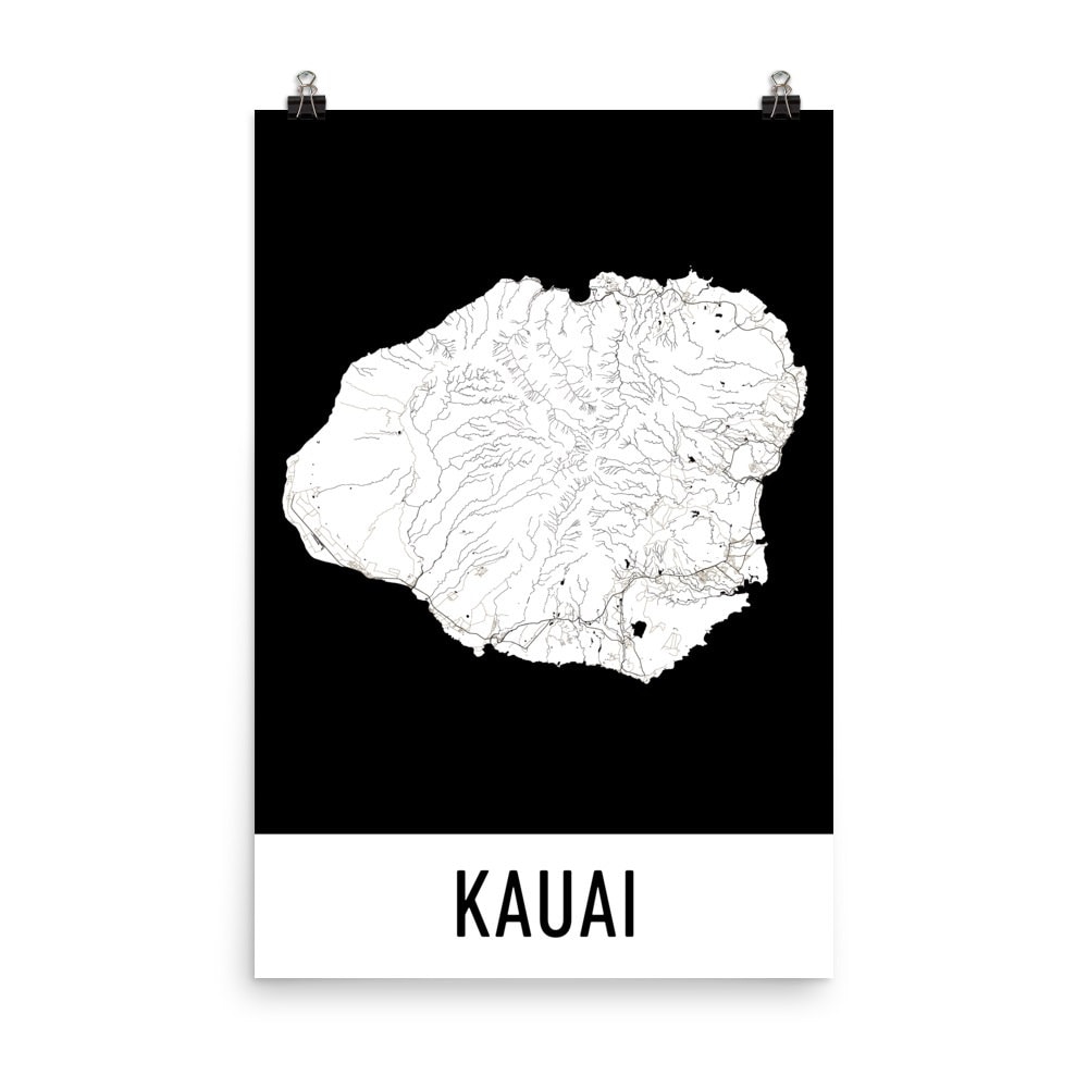 Kauai Street Map Art Print: Modern Island Decor - Etsy