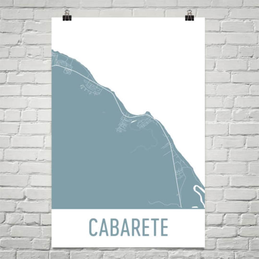 Cabarete Map, Cabarete Art, Cabarete Print, Cabarete Kite Beach Poster ...