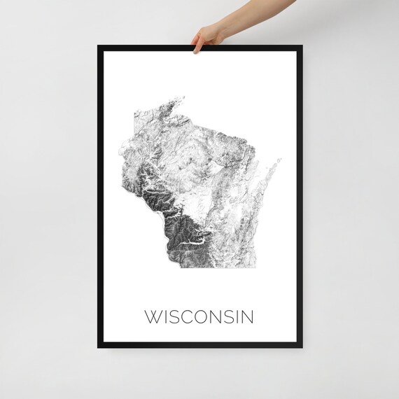 Wisconsin Topographic Map Map of Wisconsin Wisconsin Decor - Etsy