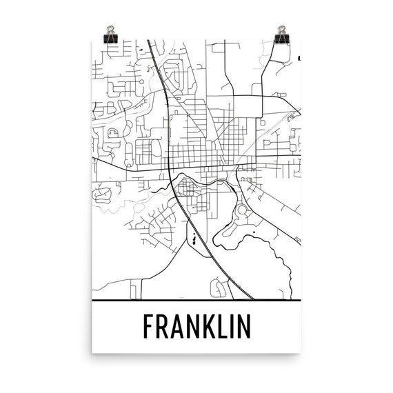 Franklin Map Franklin Art Franklin Print Franklin IN | Etsy