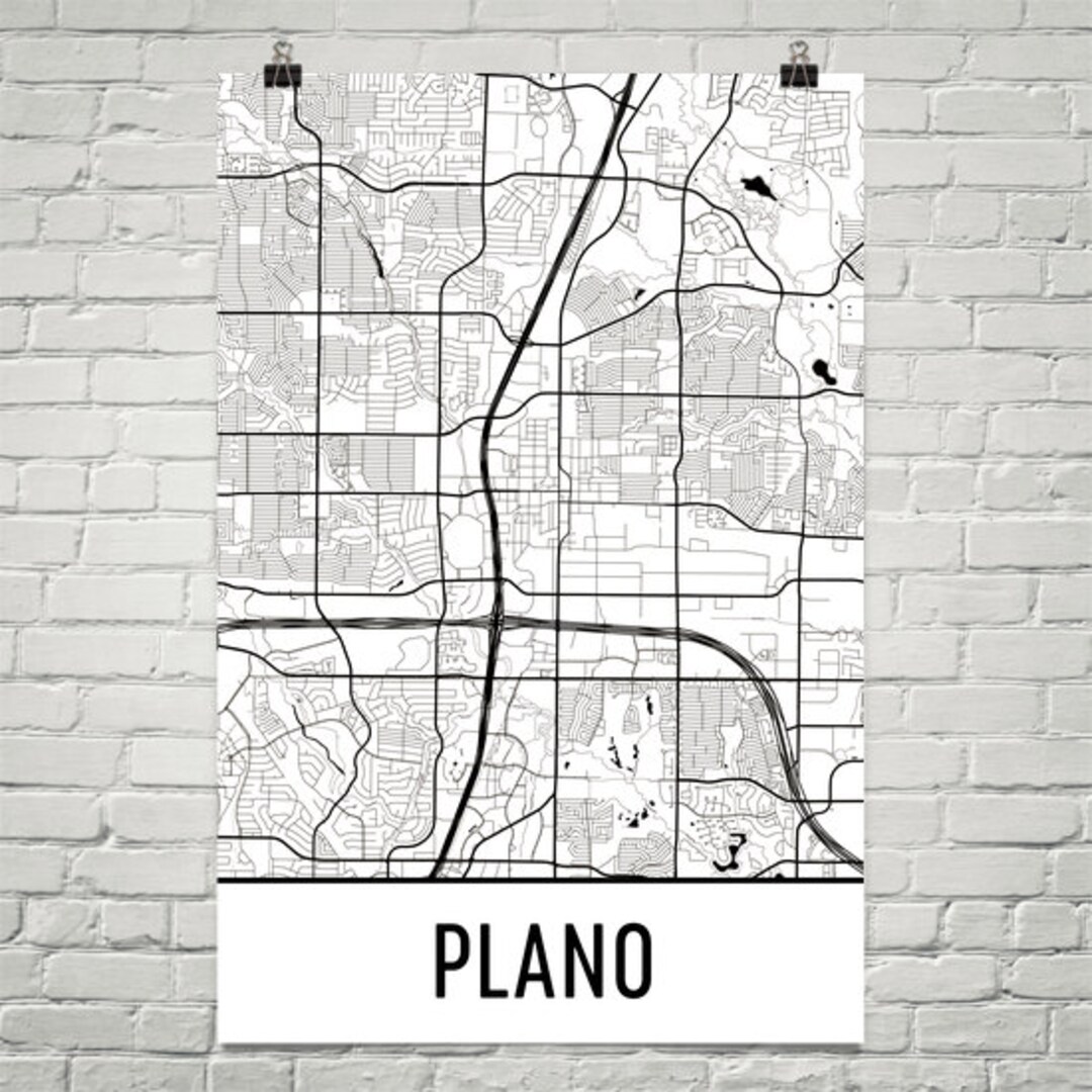 Plano Texas Map Art Print: Modern City Street Poster - Etsy