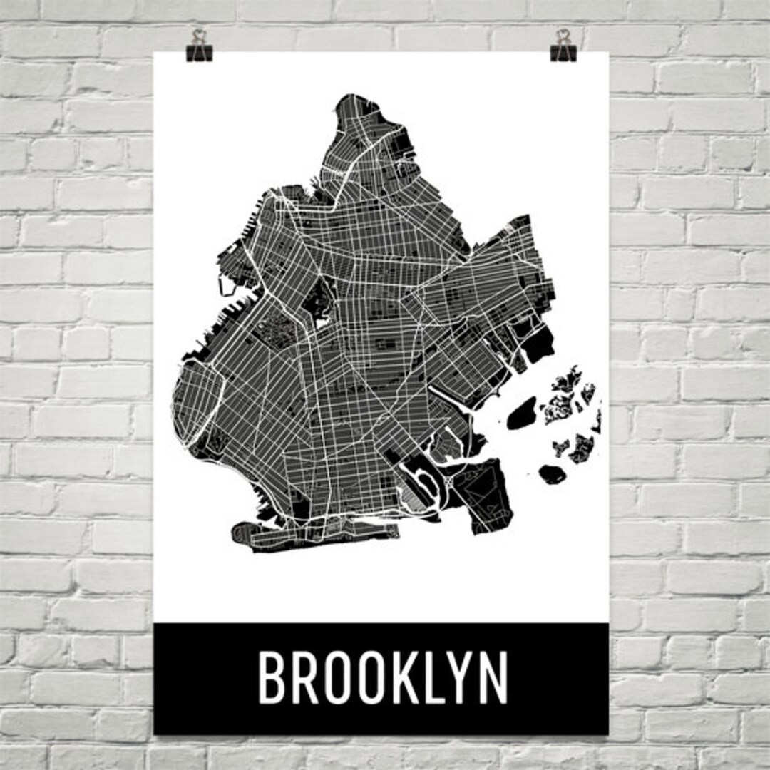 Brooklyn Map, Brooklyn Art, Brooklyn Print, Brooklyn NY Poster ...