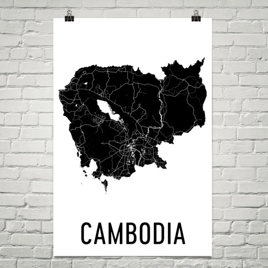 Cambodia Map Map of Cambodia Cambodian Art Cambodia Poster | Etsy