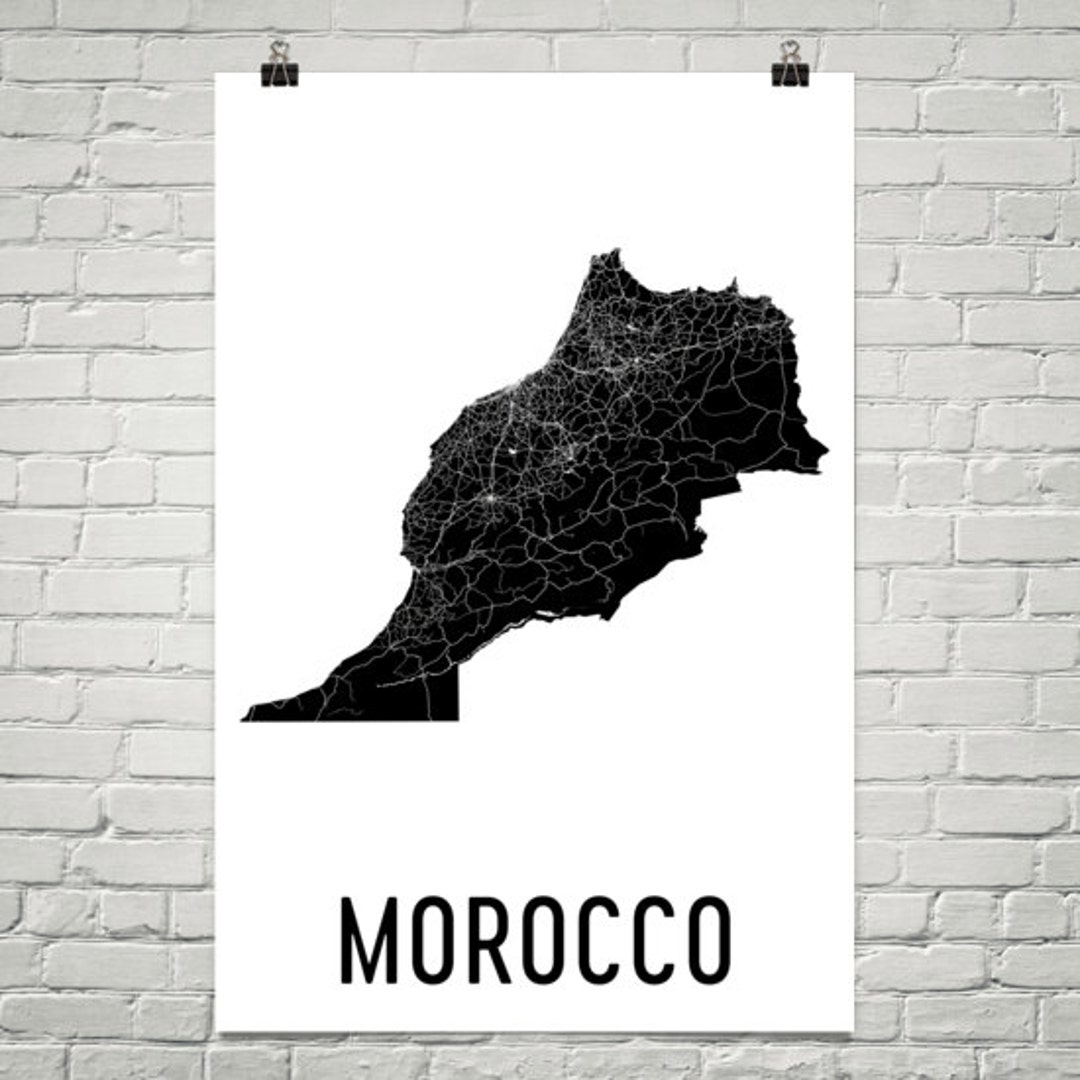 Morocco Map Art Print: Modern Moroccan Decor - Etsy