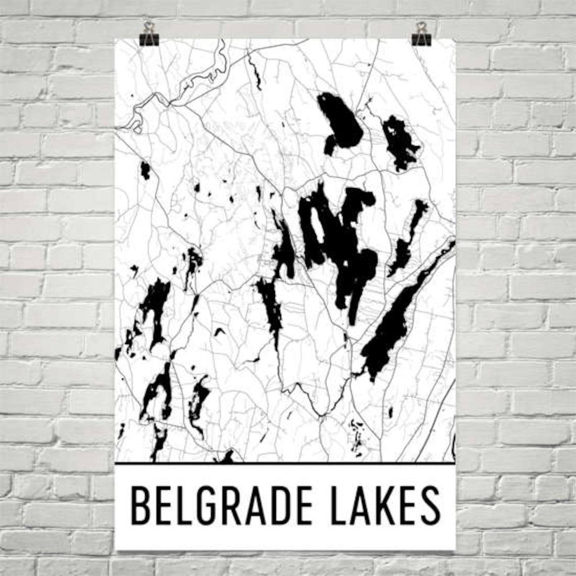 Belgrade Lakes Maine Belgrade Lakes ME Belgrade Lake Map - Etsy