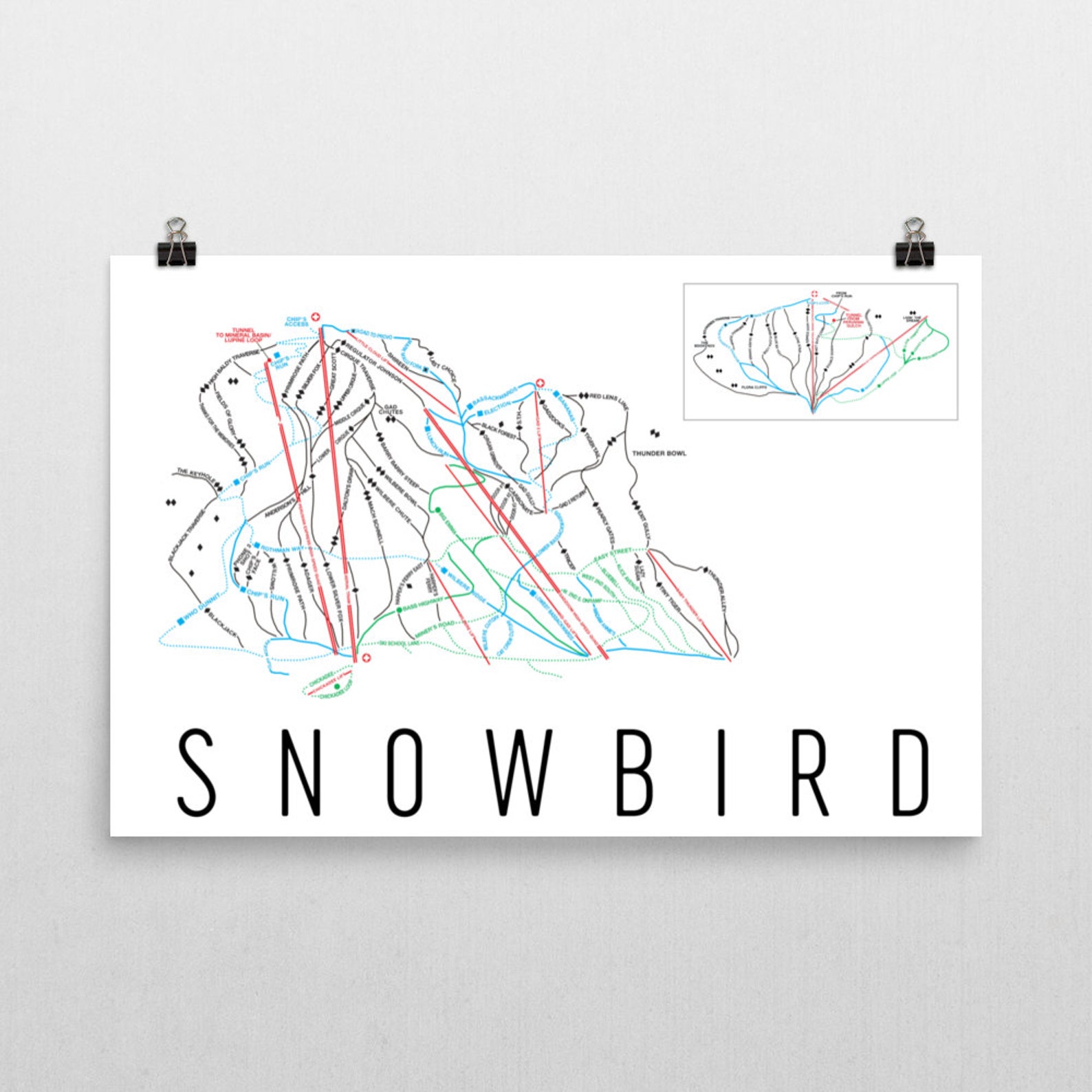 Snowbird Ski Map Art Snowbird Utah Snowbird Trail Map | Etsy