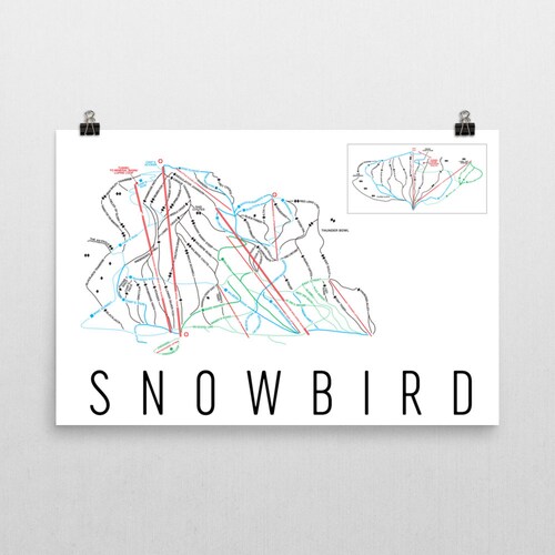 Snowbird Ski Map Art Snowbird Utah Snowbird Trail Map - Etsy