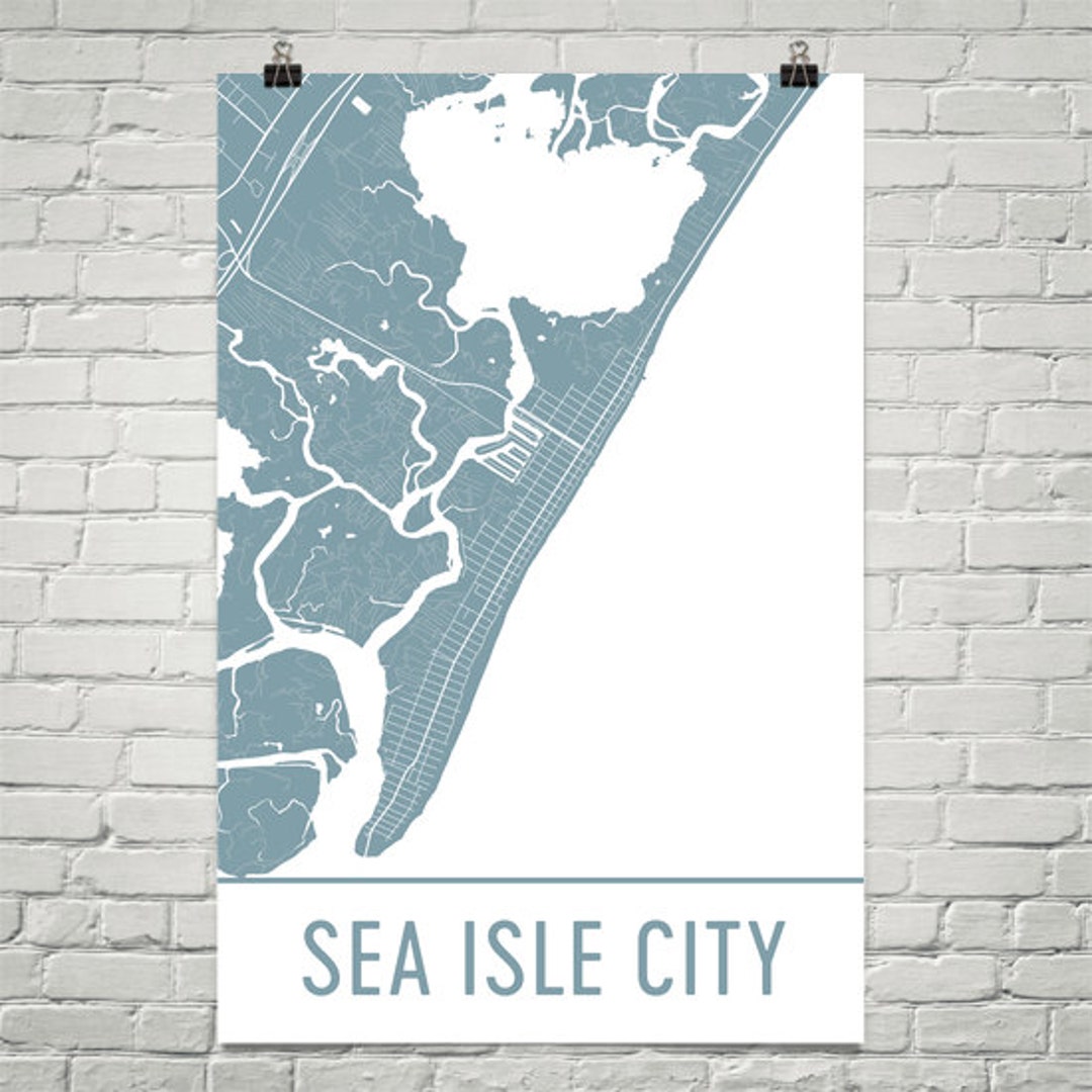 Sea Isle City Map Art Print, NJ Street Map Poster - Etsy