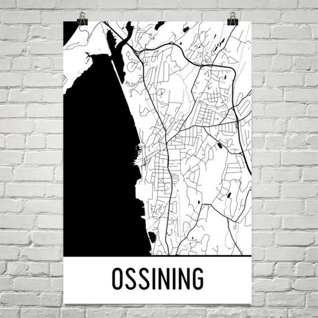 Ossining NY Map, Ossining Art, Ossining Print, Ossining Poster ...