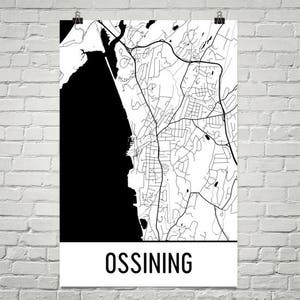 Ossining NY Map, Ossining Art, Ossining Print, Ossining Poster ...