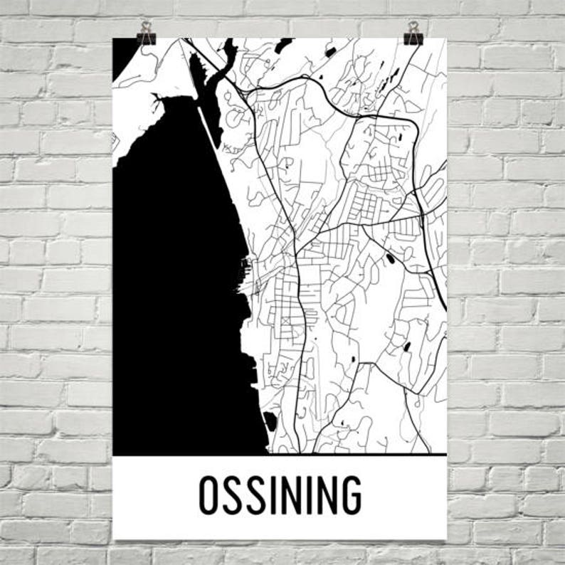 Ossining NY Map Ossining Art Ossining Print Ossining - Etsy