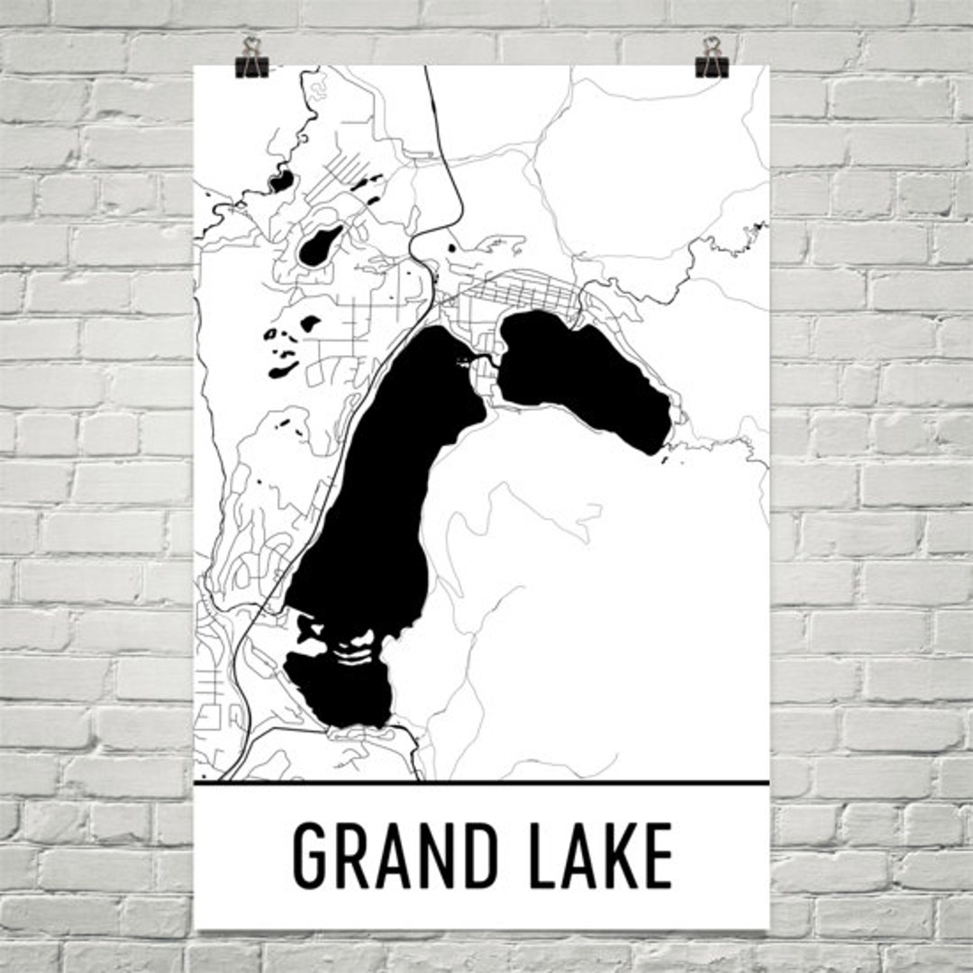 Grand Lake Colorado Map Art: Modern Lake CO Decor - Etsy
