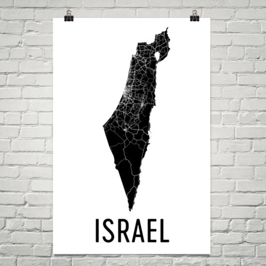 Israel Map, Map of Israel, Israeli Art, Israel Print, Israel Wall Art ...