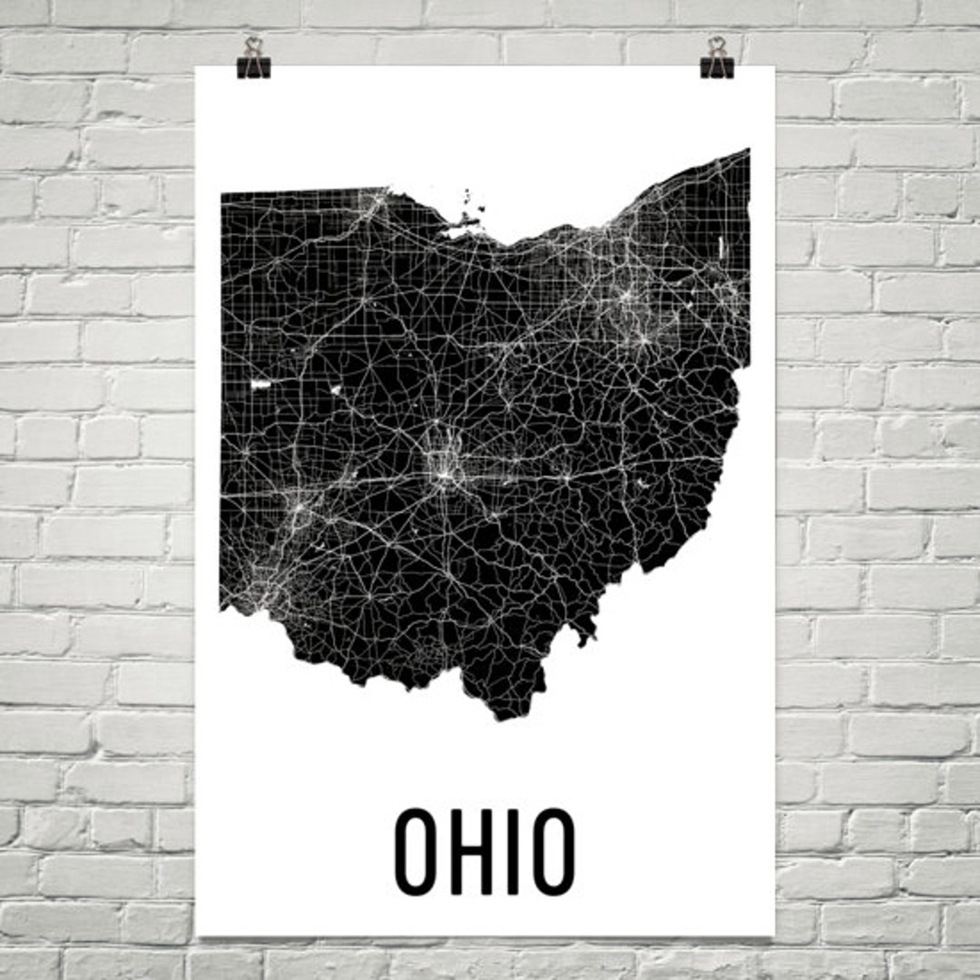 Ohio State, Ohio Map, Ohio Art, Ohio Print, Ohio Wall Art, Ohio Sign ...