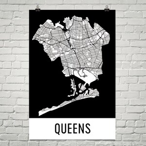 Queens Map, Queens Art, Queens Print, Queens NY Poster, Queens Wall Art ...