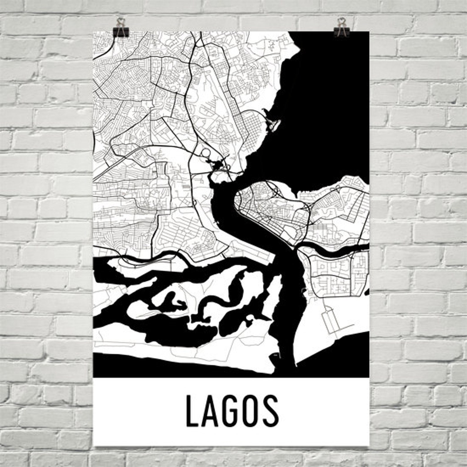 Lagos Map Lagos Art Lagos Print Lagos Nigeria Poster Lagos | Etsy