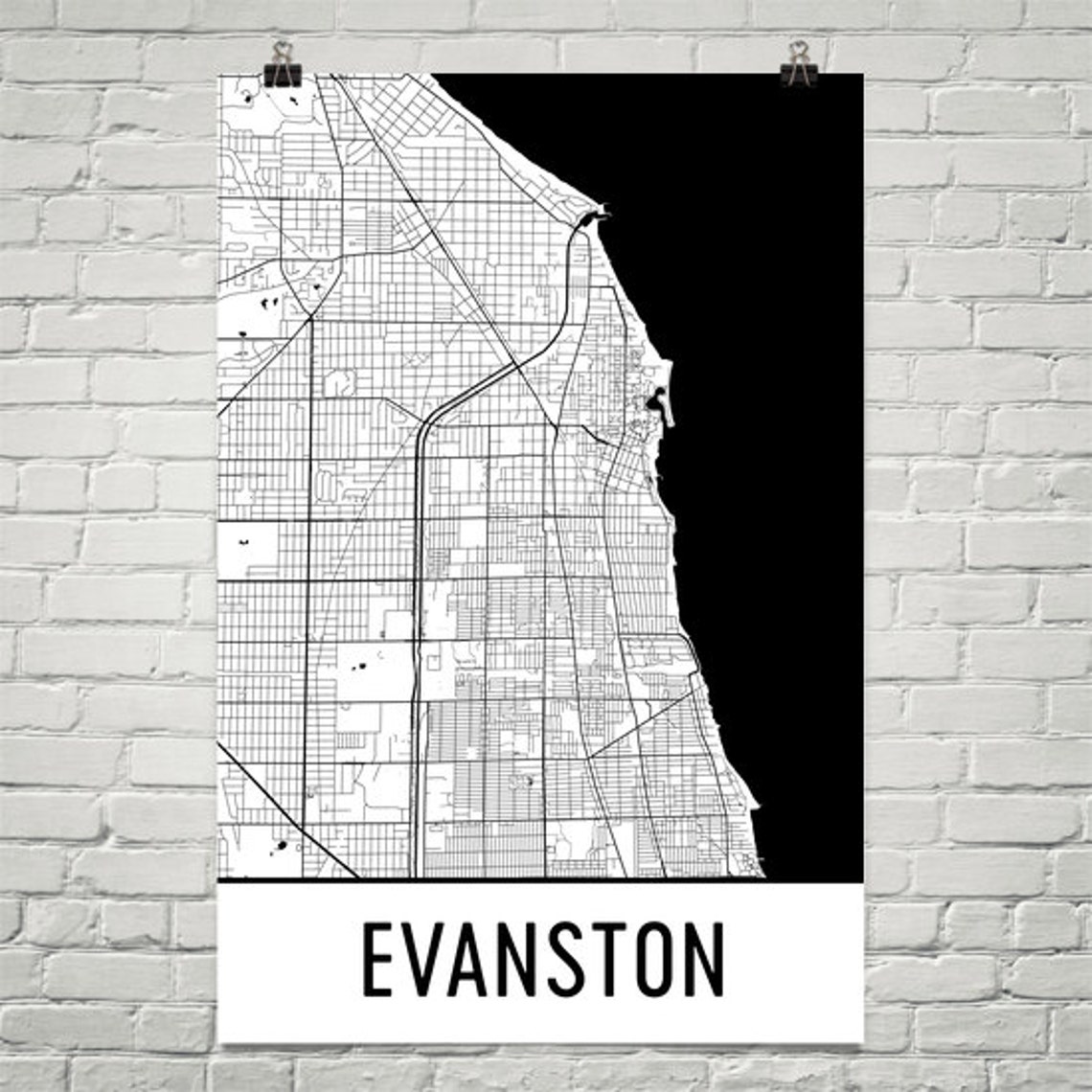 Evanston Illinois Map Evanston Art Evanston Print Evanston - Etsy